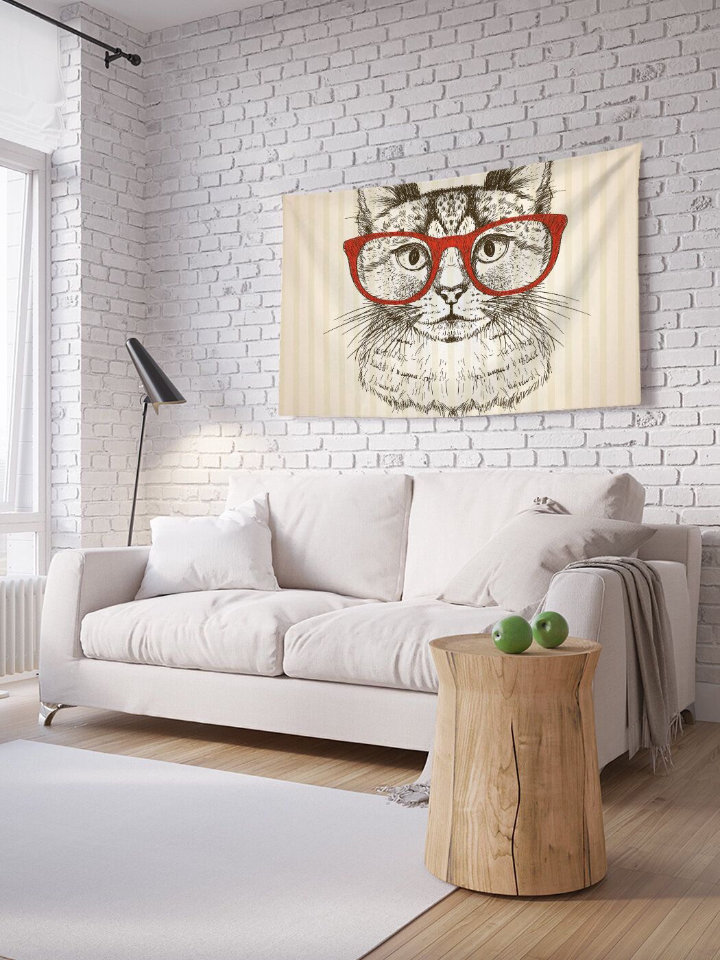Фотопанно на стену горизонтальный постер 100х150 "Кот в очках", JoyArty