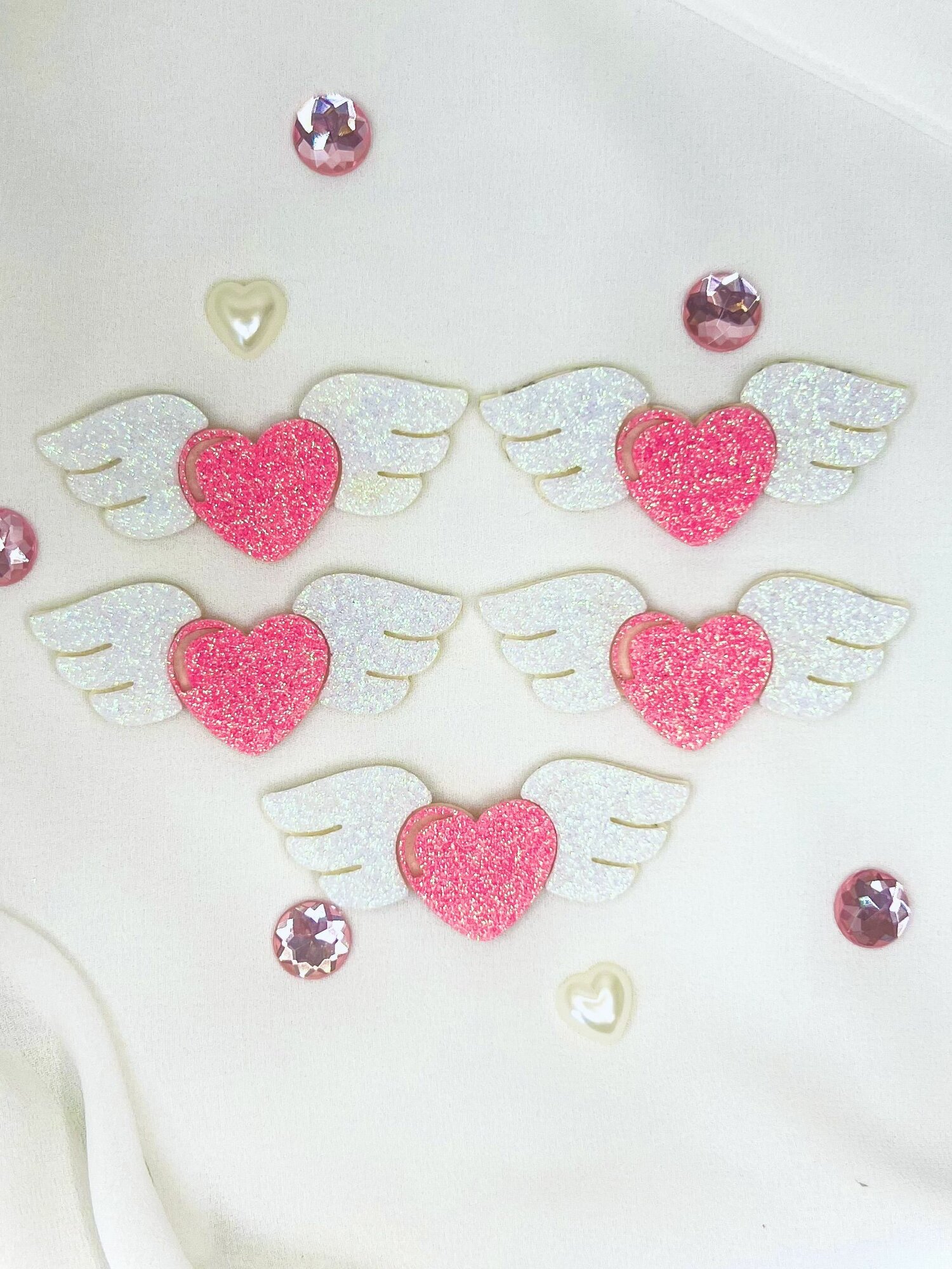 Патч-вырубка из фетра сердечко с крыльями 5шт