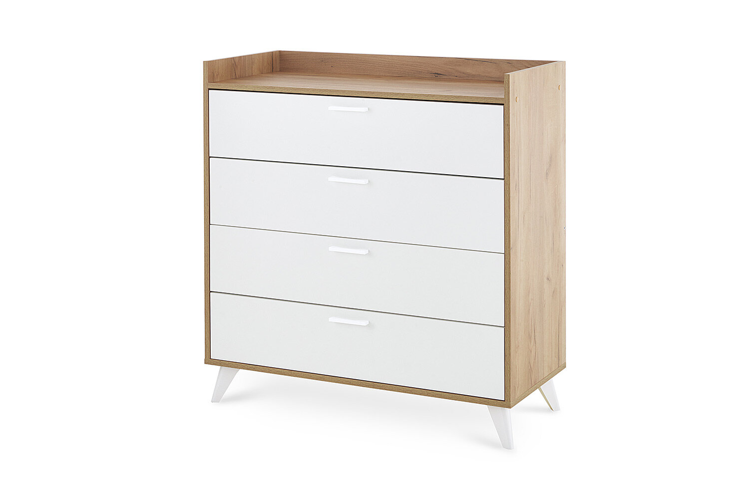 Комод напольный Hoff Ирис, для гостиной, 93,5х102х42,5 см, с ящиками, ЛДСП, цвет дуб крафт золото, белый