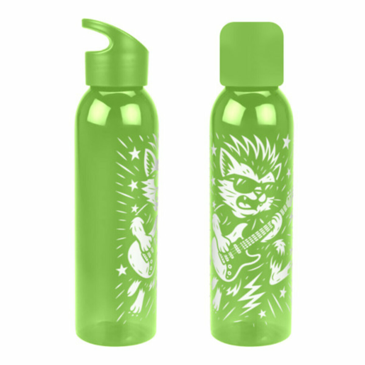 Бутылка для воды «Кот панк рокер с гитарой. Крутой музыкант» (зеленый)