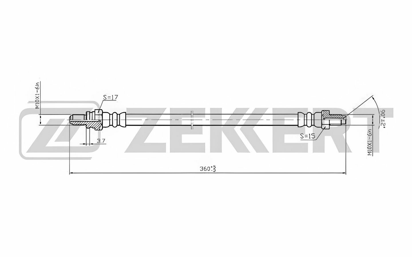 Шланг тормозной для Форд Эскорт 5, Фиеста, 4, Скорпио 1, Мазда Демио BS-9391 ZEKKERT — фото 1