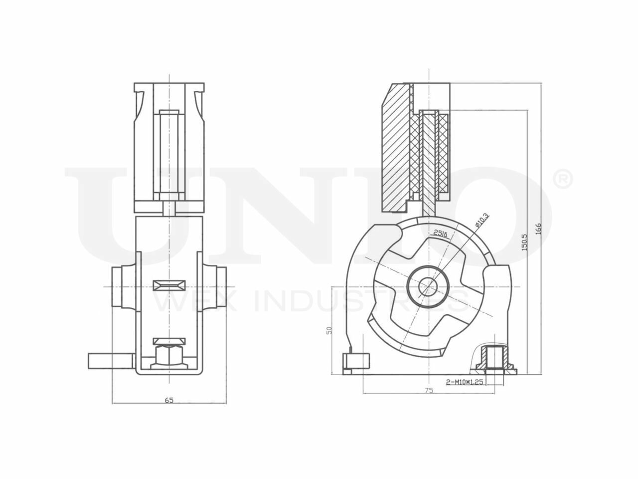 Опора двигателя передняя, для Тойота Королла (E120) 01-, Авенсис (T250) 03-, Toyota Corolla Avensis 03-, артикул RMP-15093, производителя UNIO