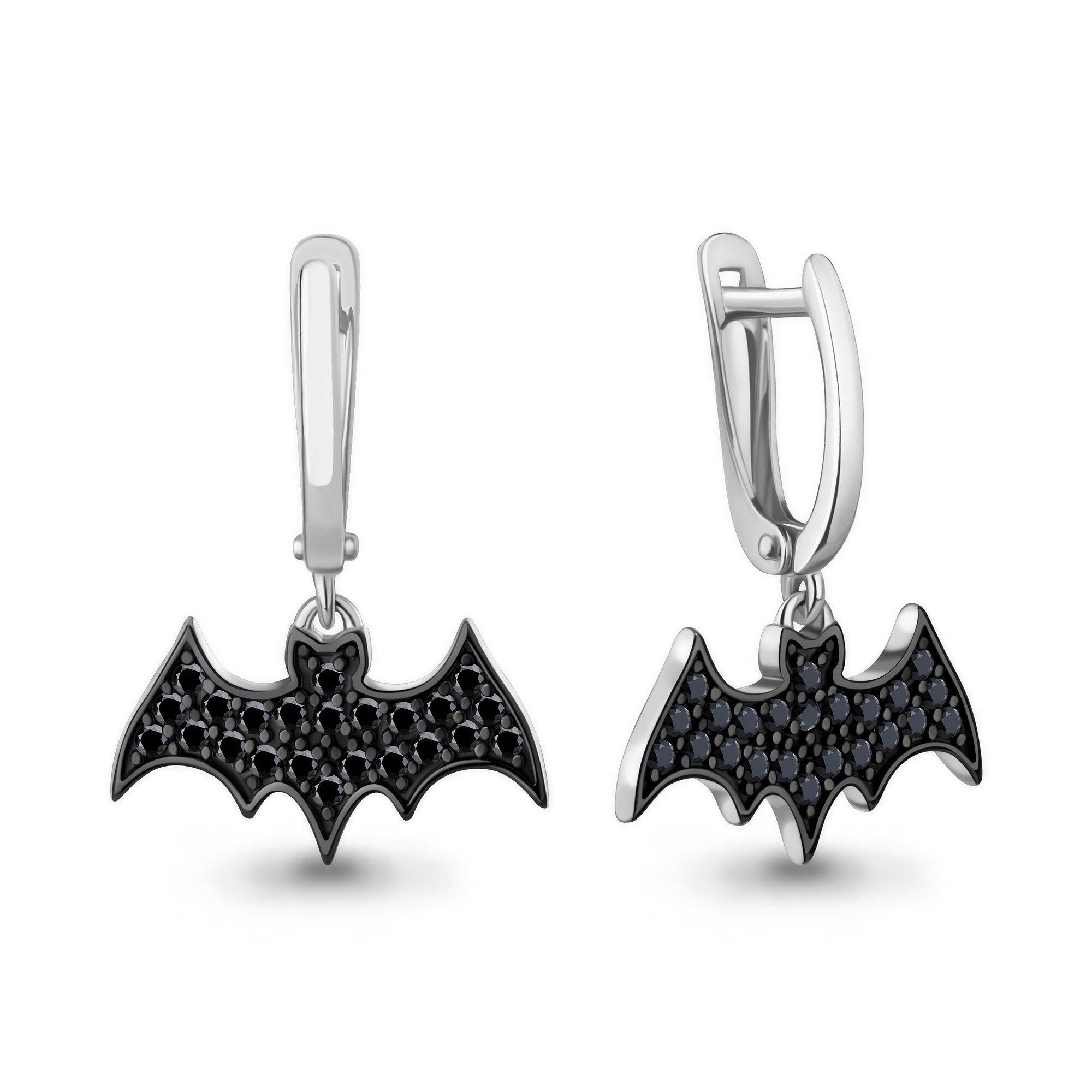 Серьги, серебро, 925 проба, родирование, кристалл