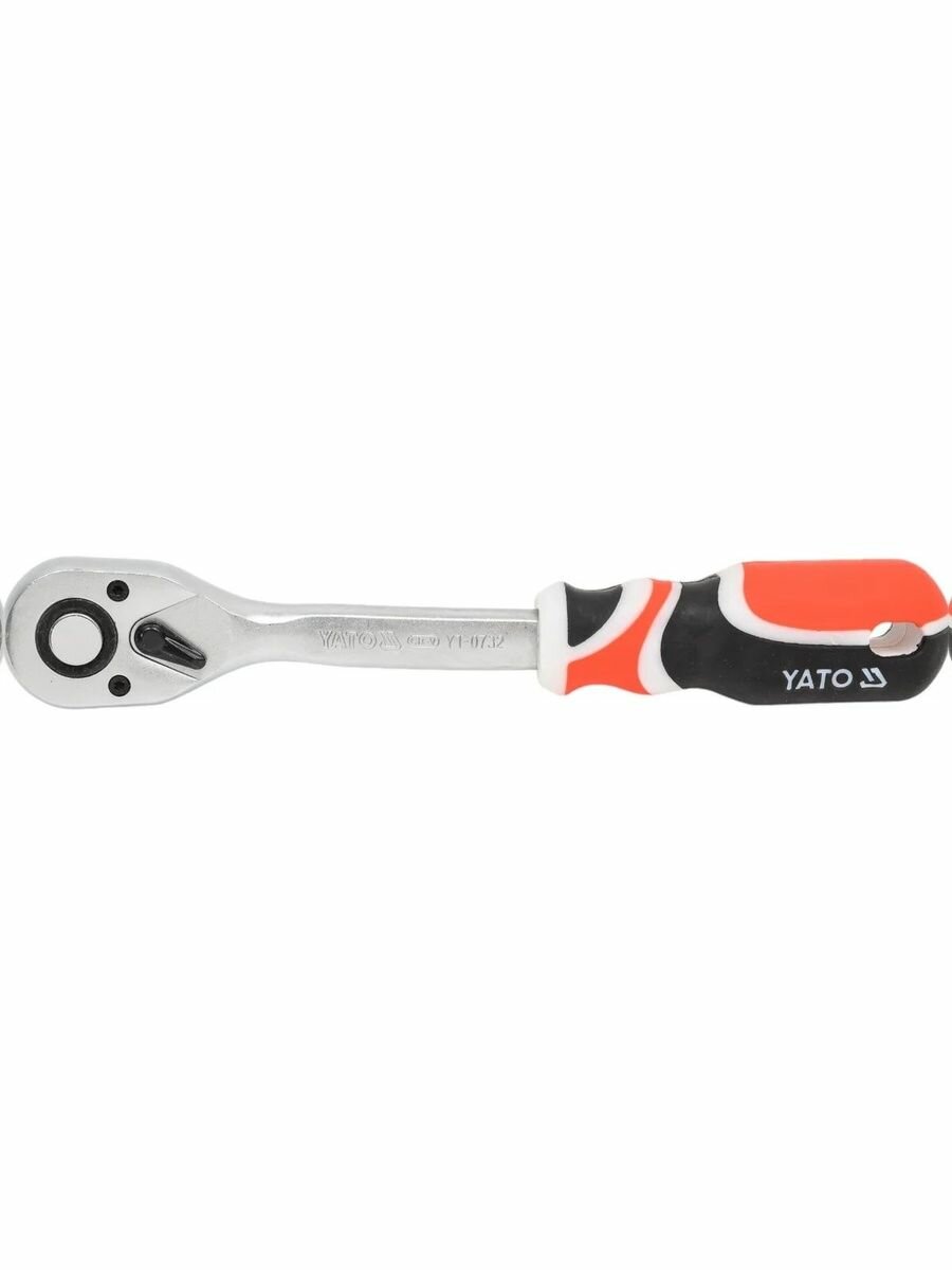 Трещотка YATO YT-0732 1/2" с изогнутой ручкой, 72 зуба, реверсивная профессиональный инструмент для автосервиса и тяжелых работ