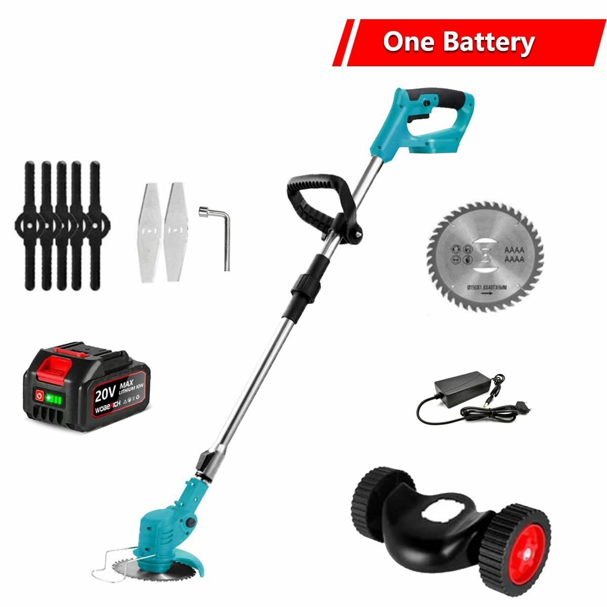 Триммер для травы аккумуляторный садовый ручной мощный триммер для газона, газонокосилка,1 аккумулятора -kpa