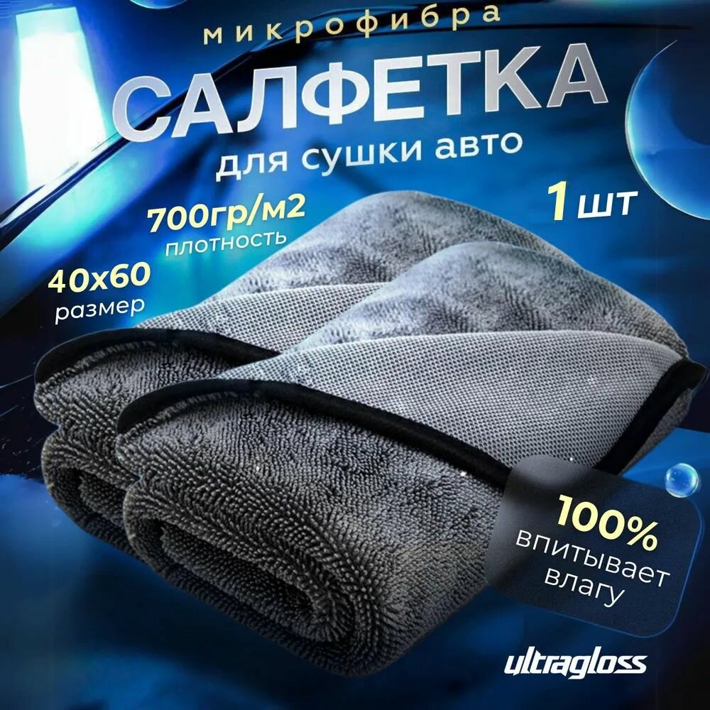Микрофибровая тряпка для сушки автомобиля без разводов — универсальное двустороннее полотенце для кузова и салона
