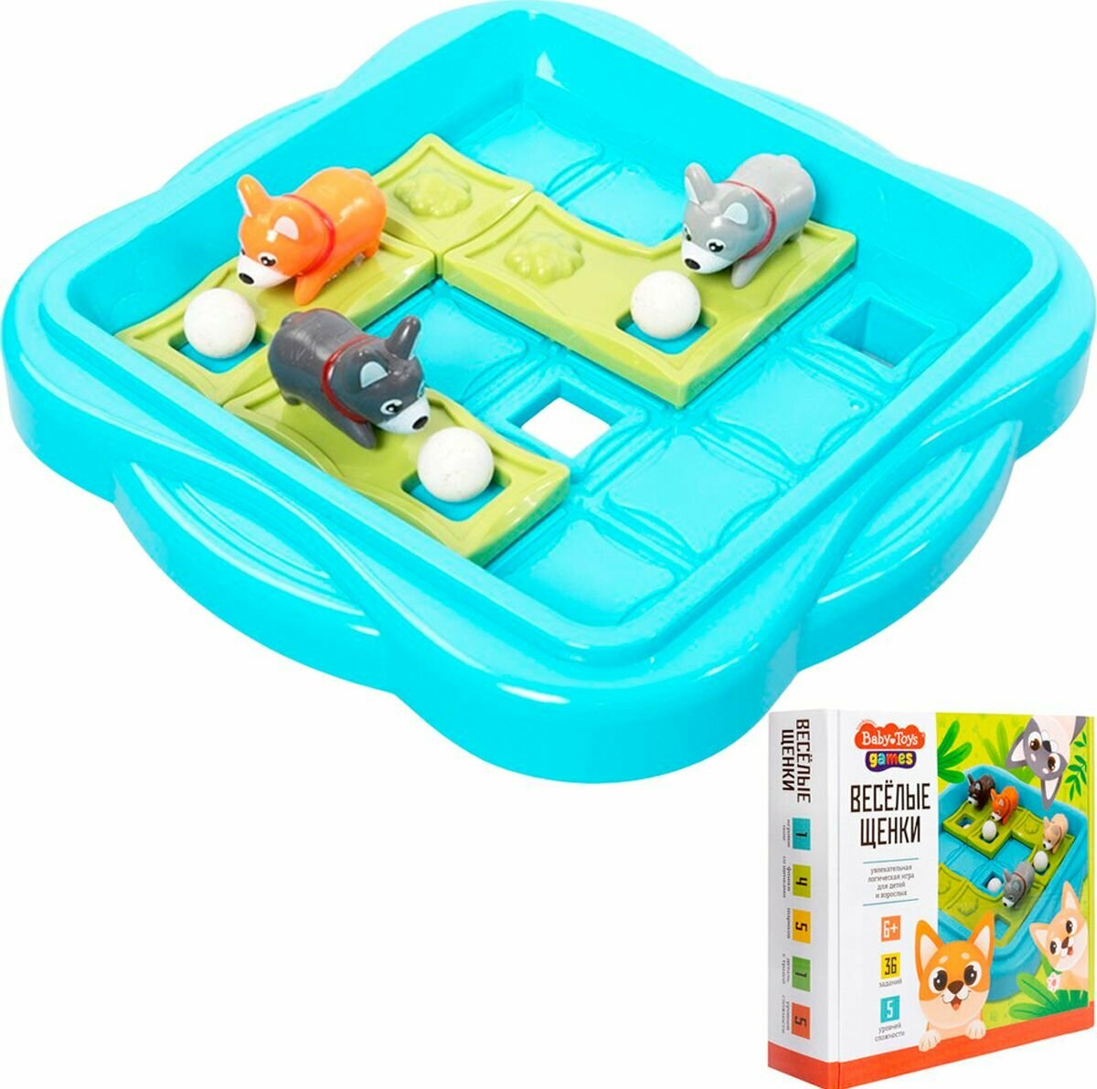 Настольная игра "Веселые щенки" для детей и взрослых, игровое поле 3D с фишками и шариками, равзитие логического мышления