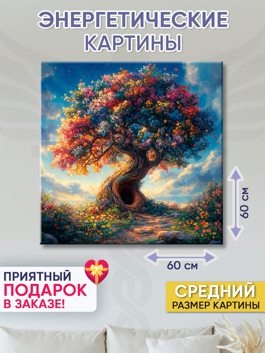 Картина на холсте "Мифическое дерево" 60х60 см