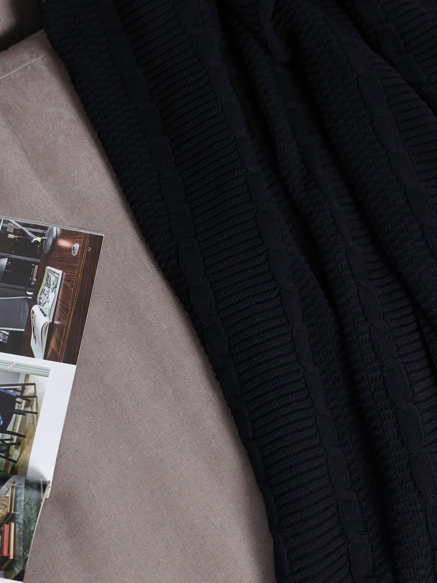 Плед DECADE Home "Полоска", вязаный, хлопок, 150x200, для уюта дома