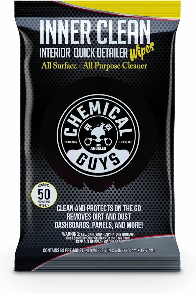 Очищающие салфетки Chemical Guys Inner Clean Interior Quick Detailer Wipes, 50 салфеток