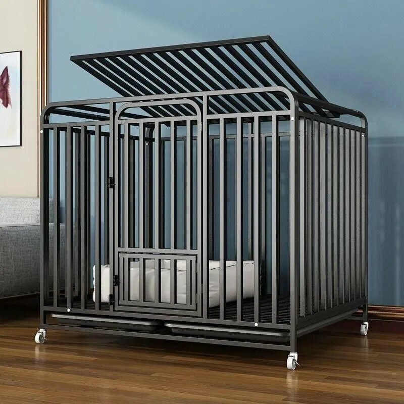 Клетка для собак, на колесиках, металл, 95х64.5х85 см, черная