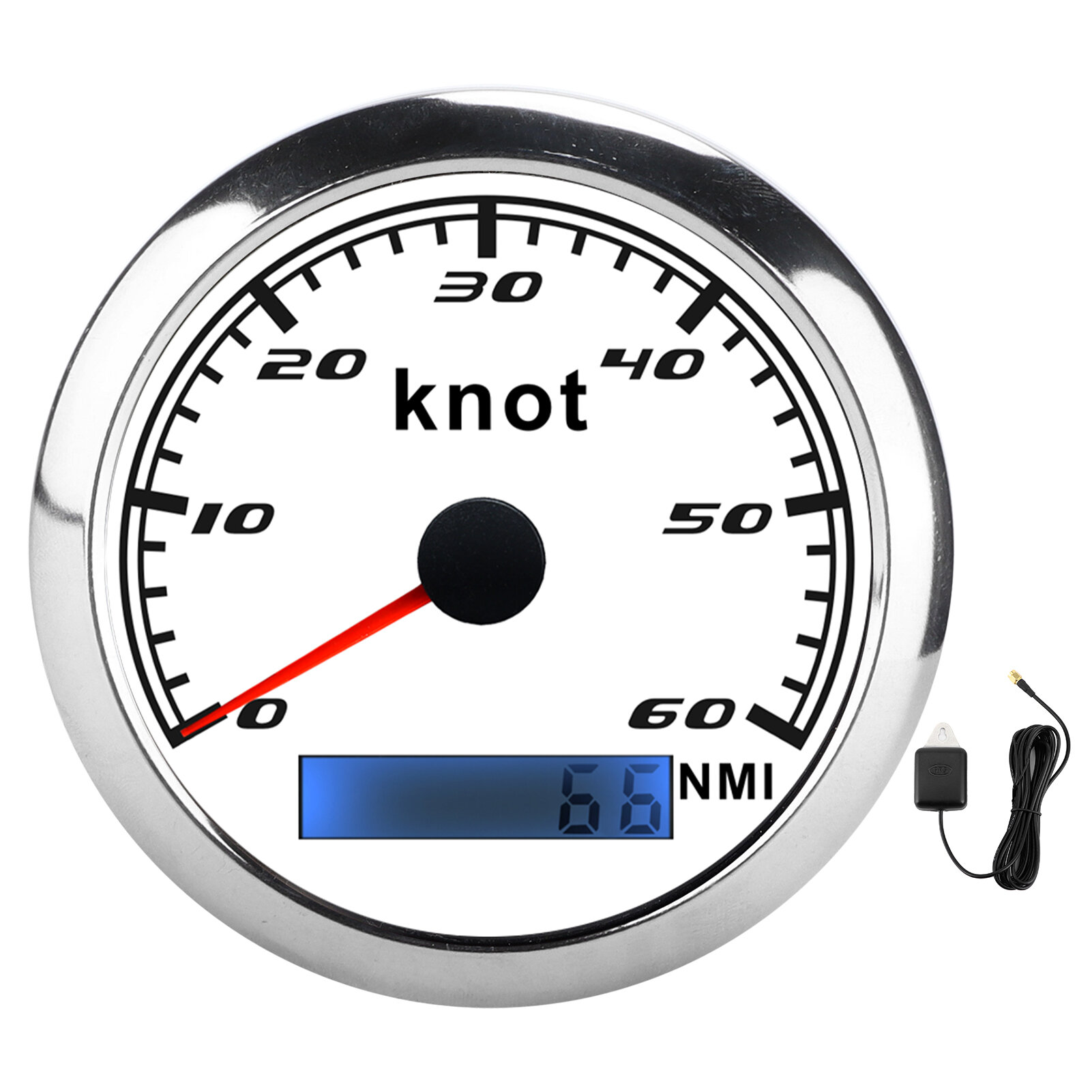 GPS спидометр-тахометр цифровой (IP67, с антенной, 9-30В, белый)