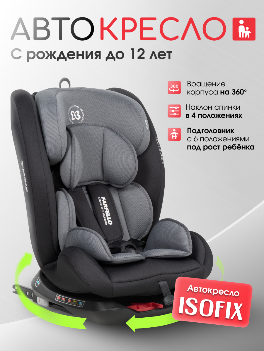 Автокресло Farfello Le5 ISOFIX, для детей 0-12 лет, крепление Isofix
