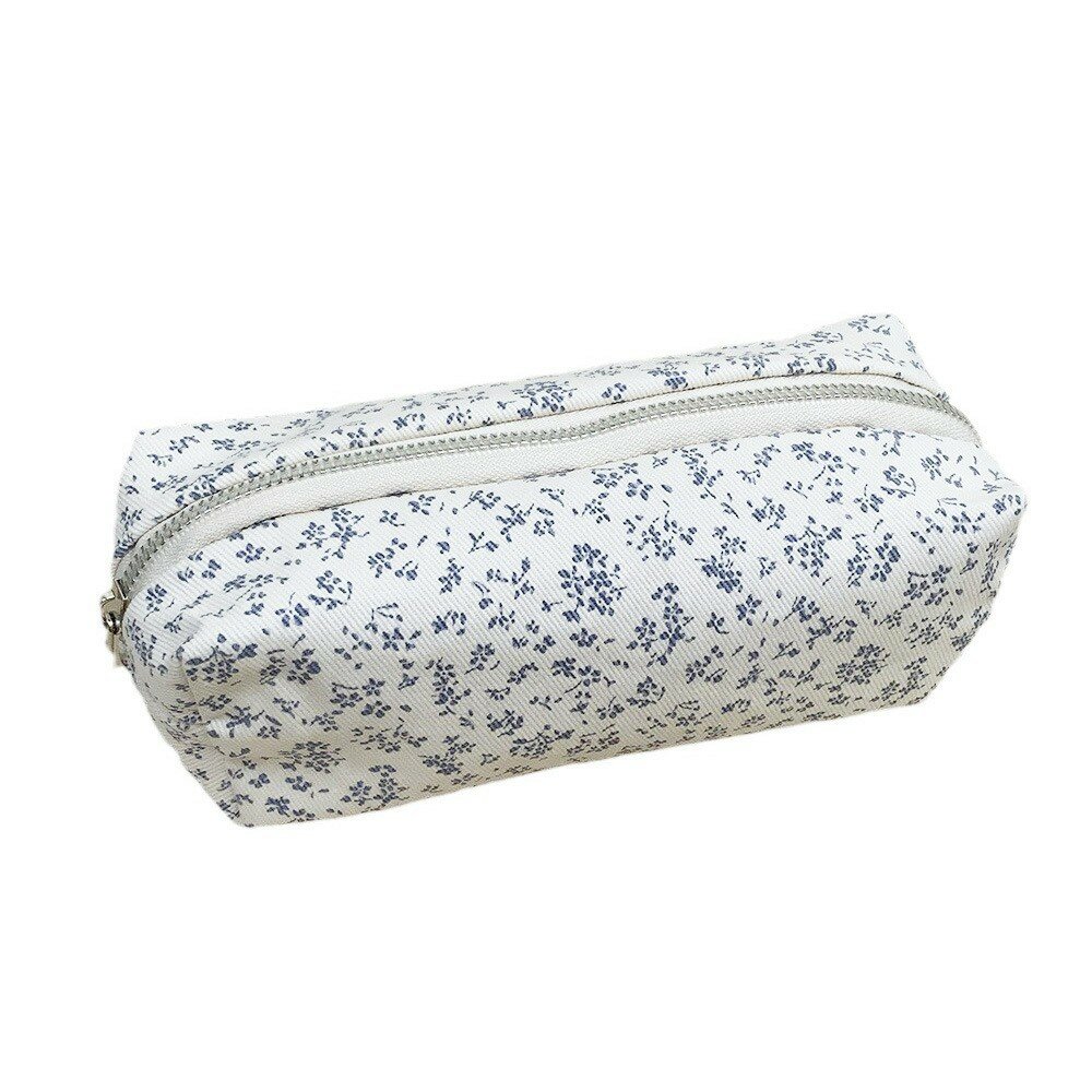 Пенал "Фиолетовый пенал с цветочным принтом", для канцелярских принадлежностей, большой емкости