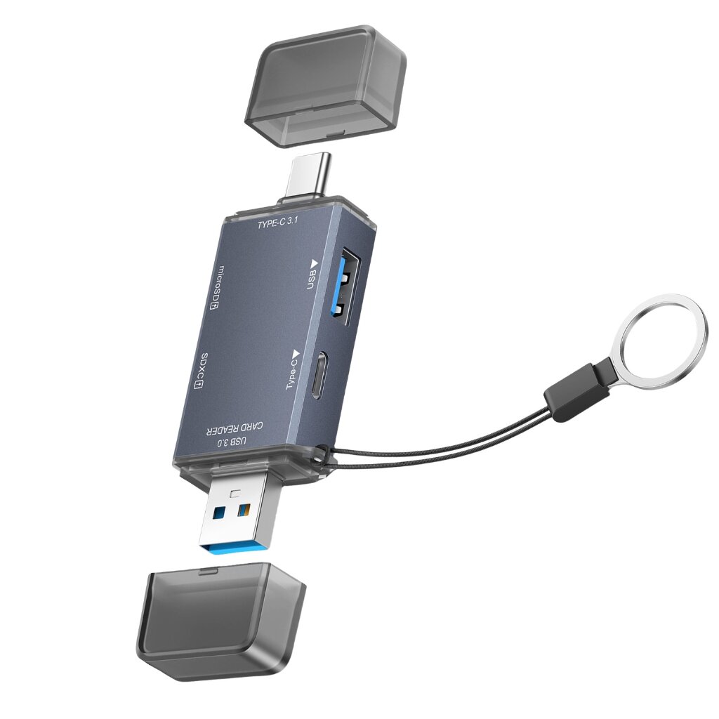 Многофункциональный OTGs-адаптер USB3.0 с поддержкой HDM типа C USB A и кард-ридером SD3.0 TF3.0 для телефонов и фотоаппаратов