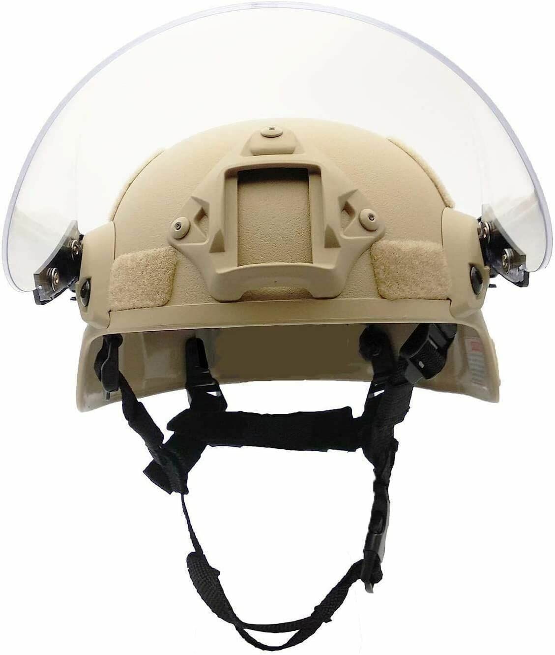 Тактический шлем для страйкбола MICH 2000 ACH с прозрачным козырьком, креплением NVG и боковыми ограждениями