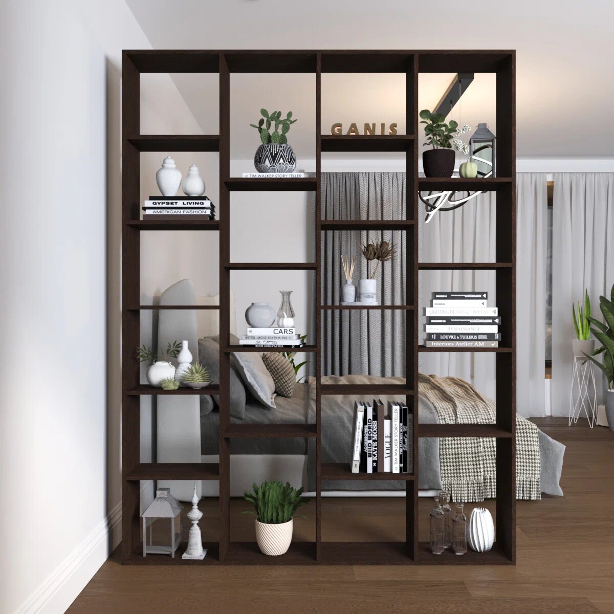 Стеллаж Перегородка модель Стиль 4 (ШхВхГ) 150х199,6х22, цвет Дуб венге