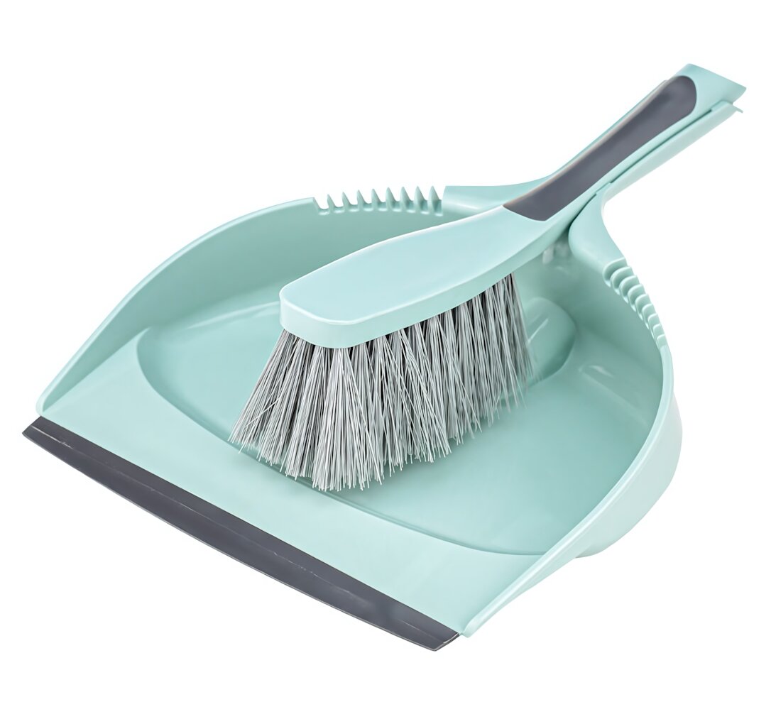 Щетка-сметка с совком М5176, прорезиненная рукоятка, морская волна – комфорт и долговечность