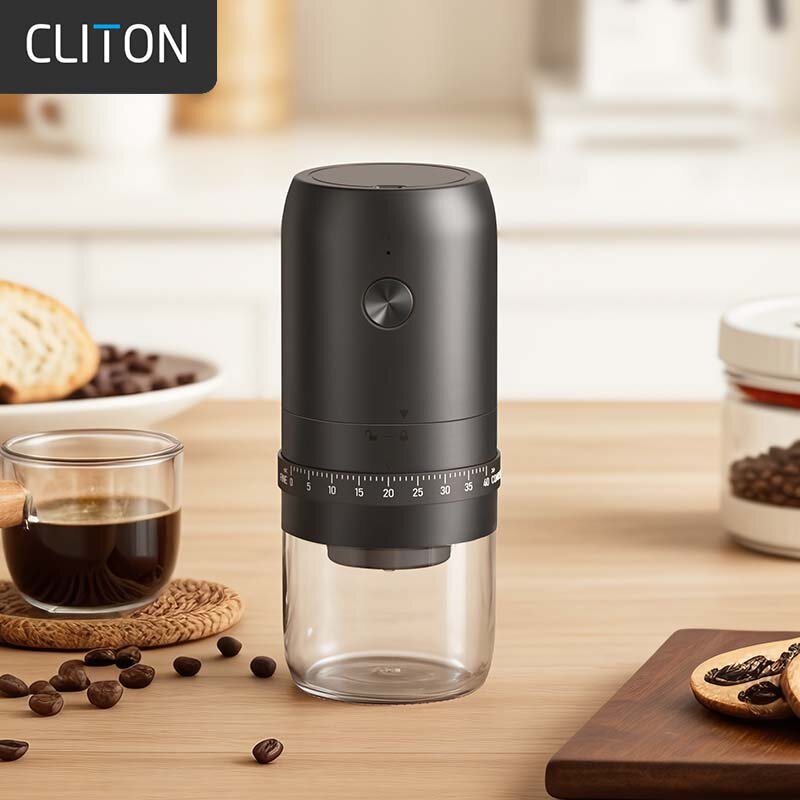 CLITON electric coffee bean grinder external gear coffee bean grinder portable hand-brew hand-grinding coffee machine automatic grinder