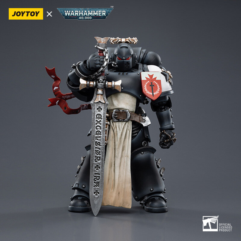 JOYTOY Dark Source Karga Black Temple Marshal Emperor Sword Brother Warhammer 40K Movable Man Model Play Black Templar Emperor Warrior Rolandus