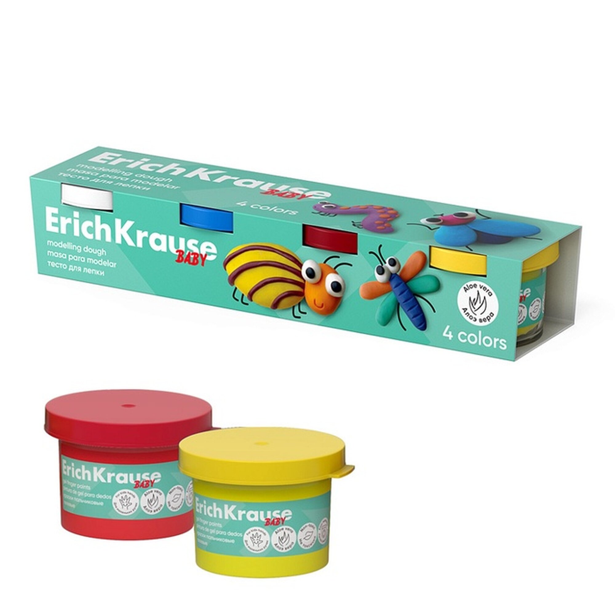 Тесто для лепки 4 цвета, 140г, ErichKrause "Baby", с Алоэ Вера, натуральные компоненты