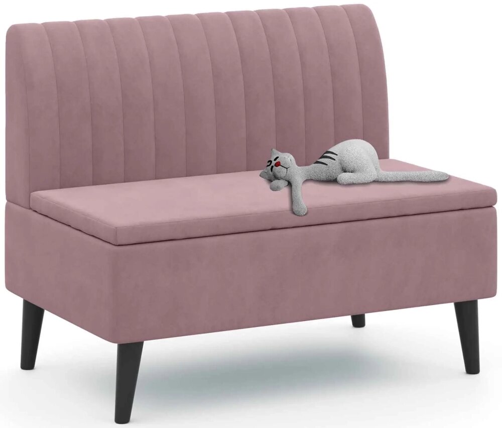 Диван Сканди Мини DIVANO, без подлокотников, на высоких ножках, 94×45×81 см, велюр, розовый, дизайн 5