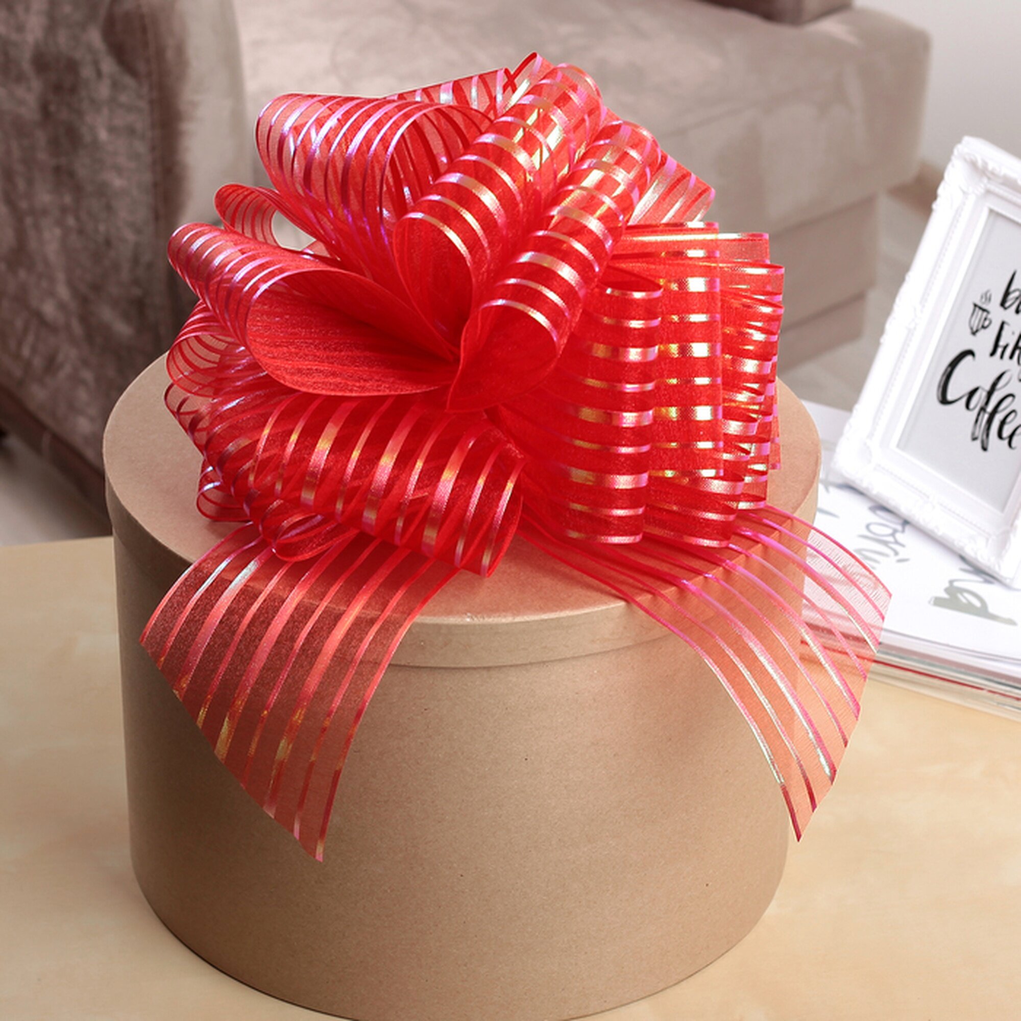 Бант Upak Land "Полоски" №10, текстиль, красный, универсальный, 1 шт.