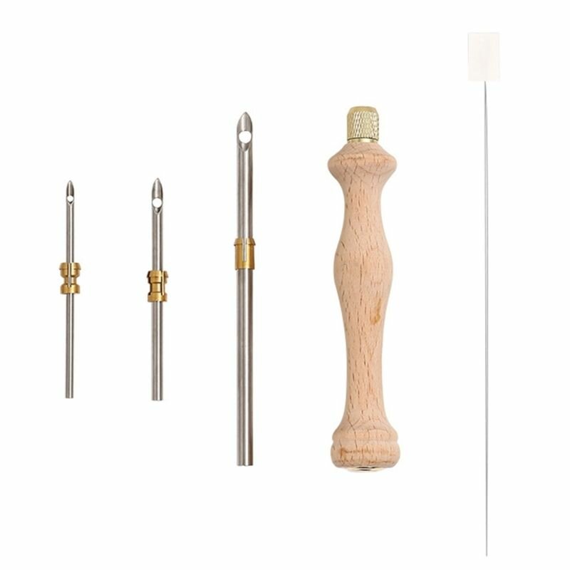 Набор игл-новая трехголовая игла с деревянной ручкой