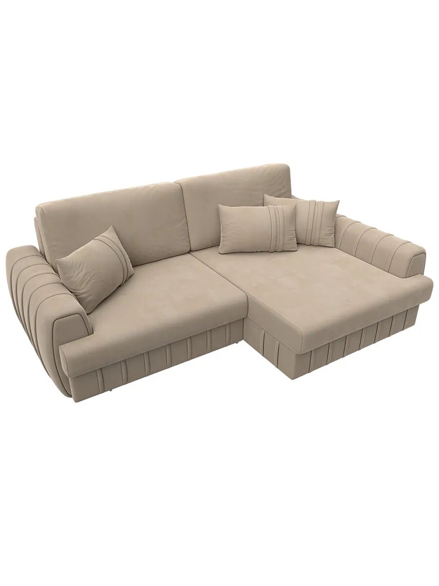 Диван угловой Монако, 240x93x163 см, со спальным местом 143х195 см, пружинный матрас, ящик для белья, угол справа, велюр