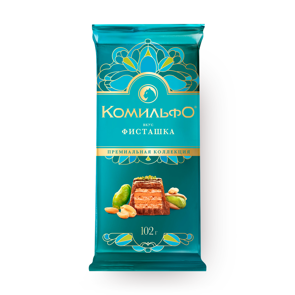 Шоколад Комильфо "Pistachio Peanuts", молочный, с фисташками и арахисом, 102 г