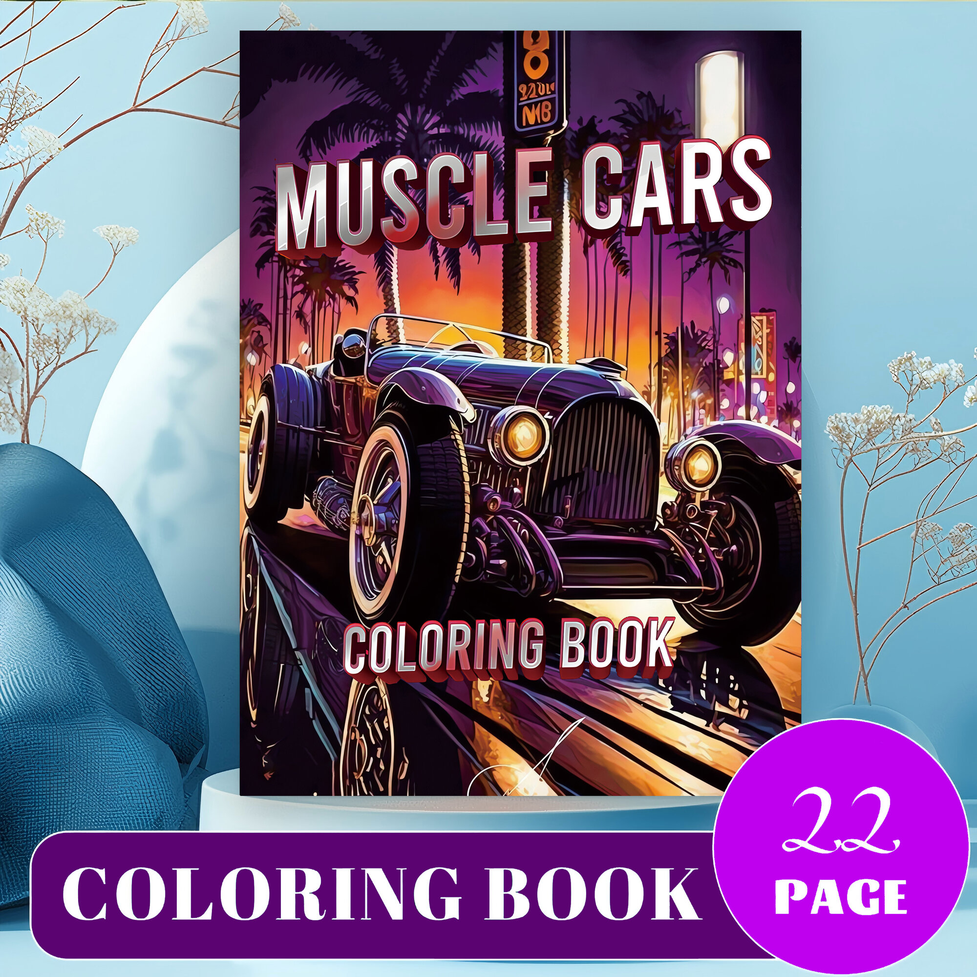 Раскраска для взрослых и детей Muscle Cars , творческая книга с изображениями классических и спортивных автомобилей, антистресс раскраска для творчества и отдыха