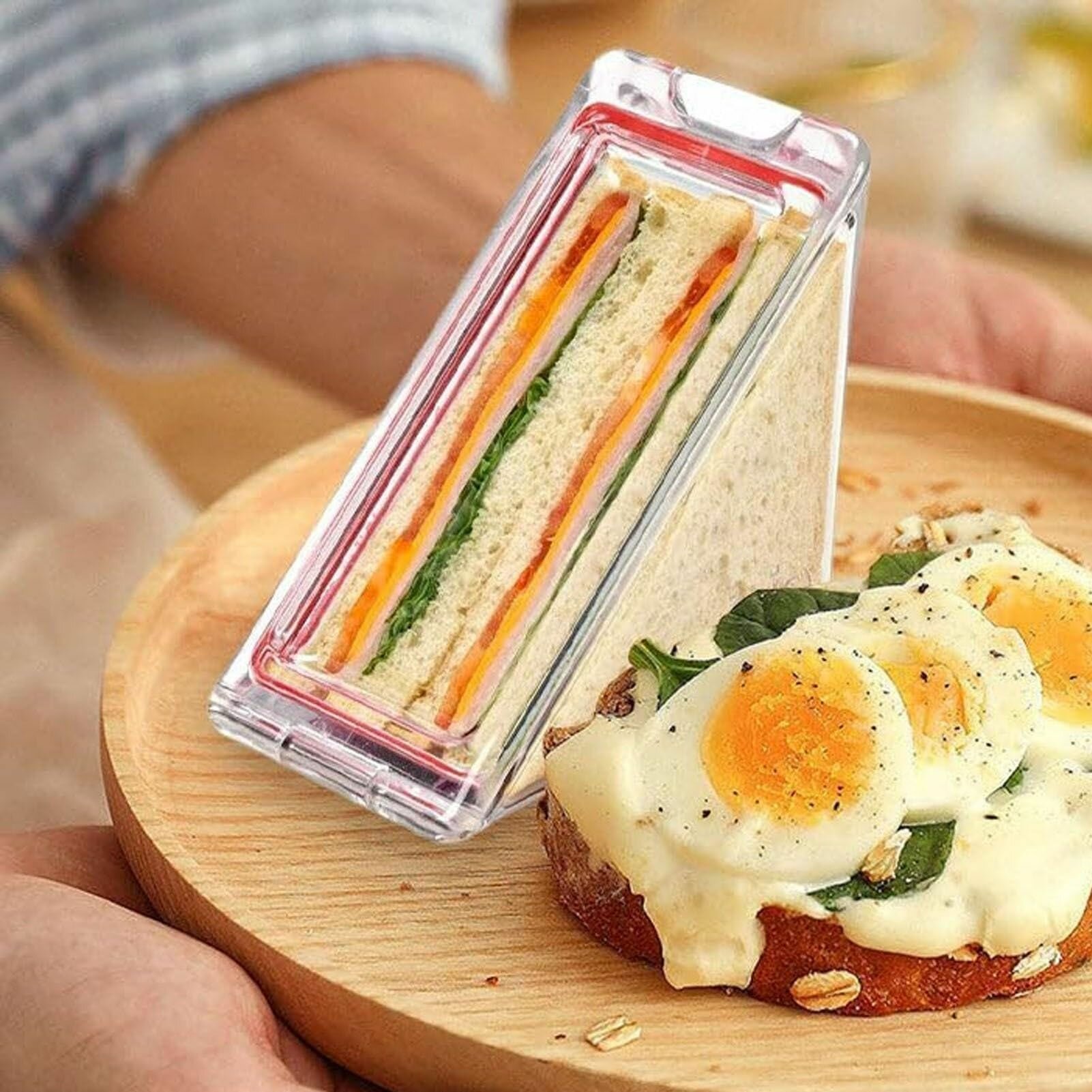 Пластиковый контейнер для сэндвичей, легко моющийся, герметичный, прозрачный, треугольный, для ежедневного использования