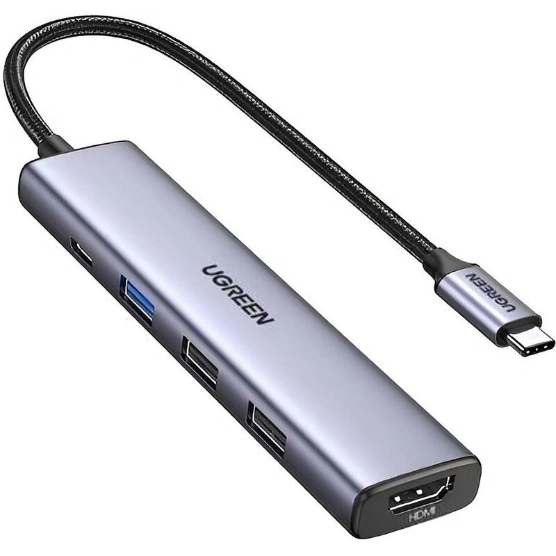 Разветвитель USB UGREEN CM478 (15495) USB-C To HDMI+USB3.0+USB2.0+PD, серебр