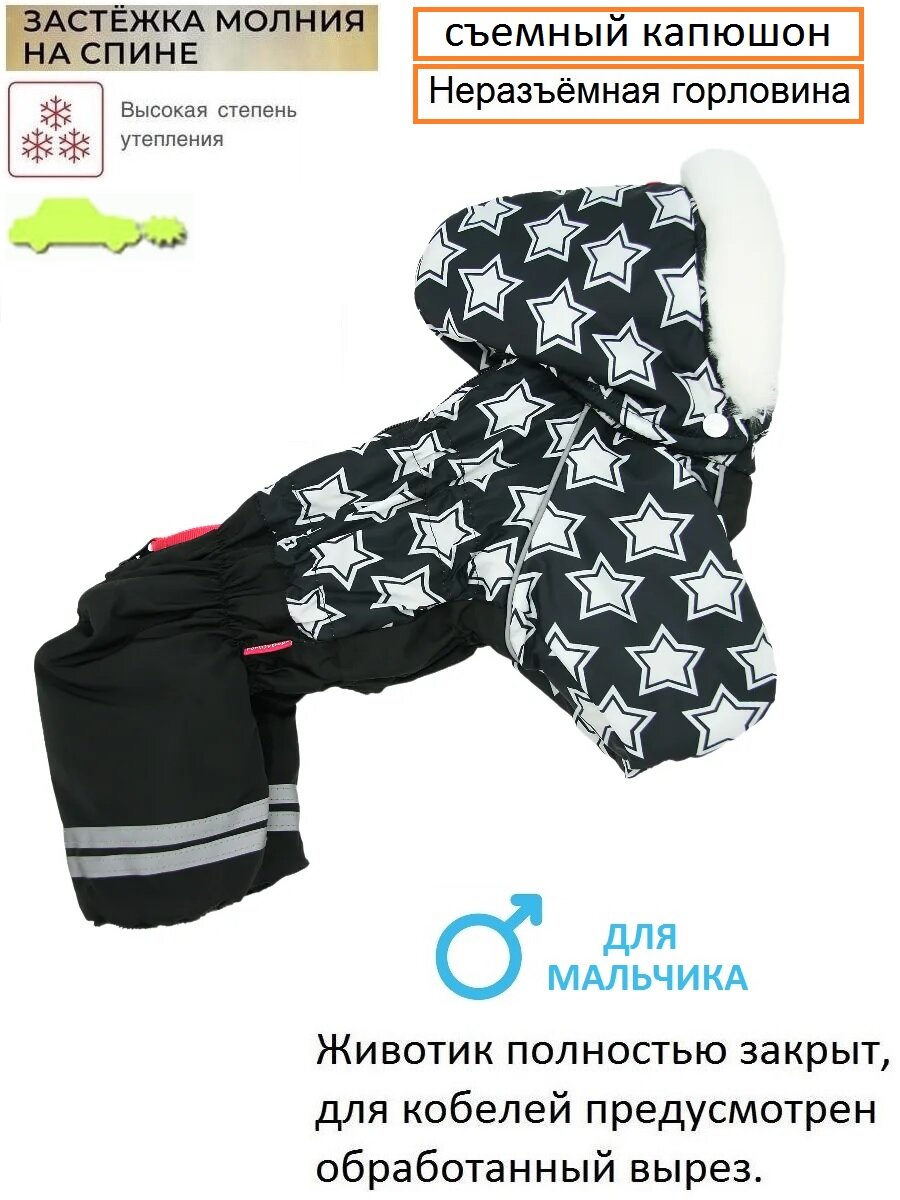 ForMyDogs Зимний комбинезон для собак мальчиков на синтепоне (№ 22 по спинке 42см мальчик)