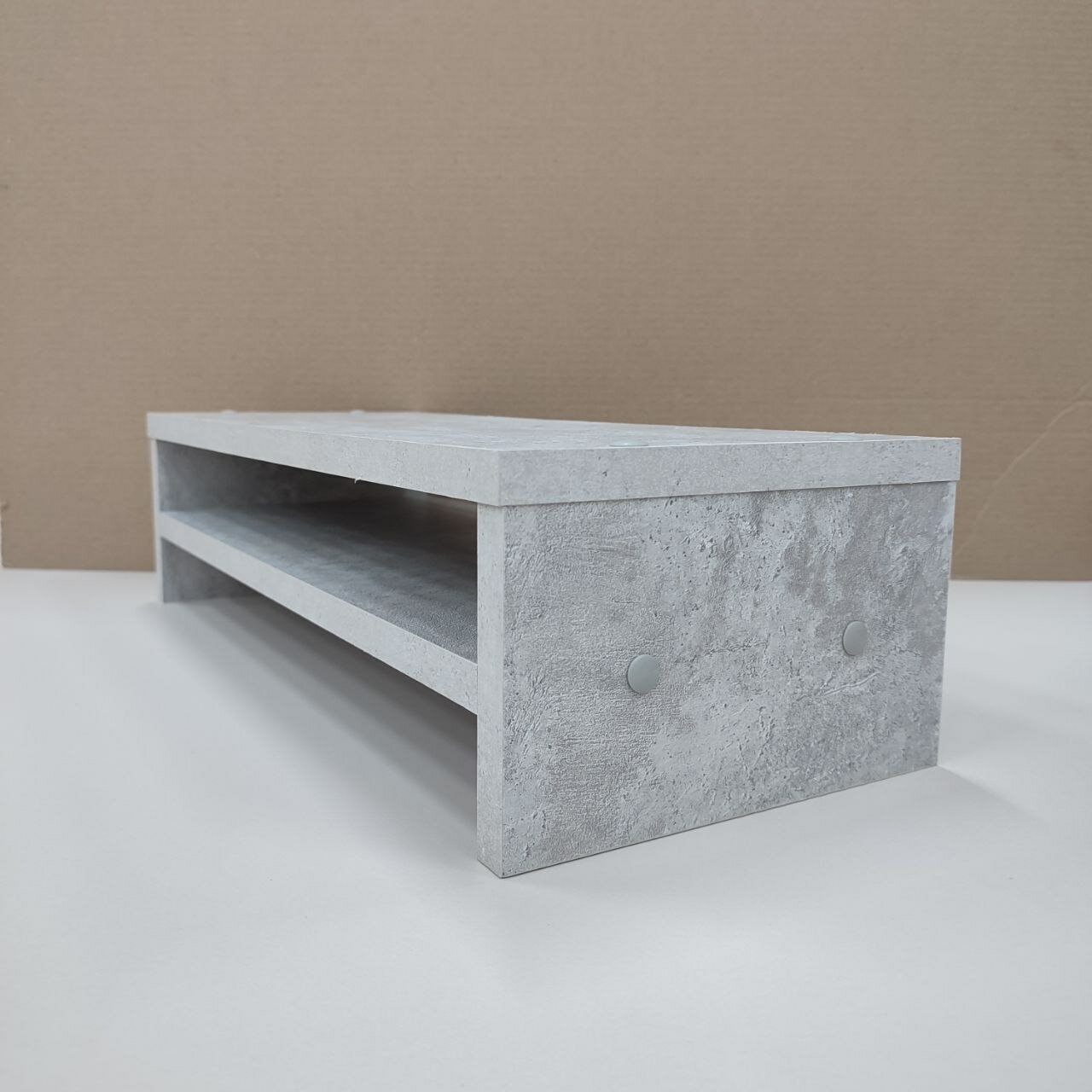 Полка под телевизор двухэтажная, полка на рабочий стол, макс. нагрузка - 50 кг, цвет: серый графит, бетон