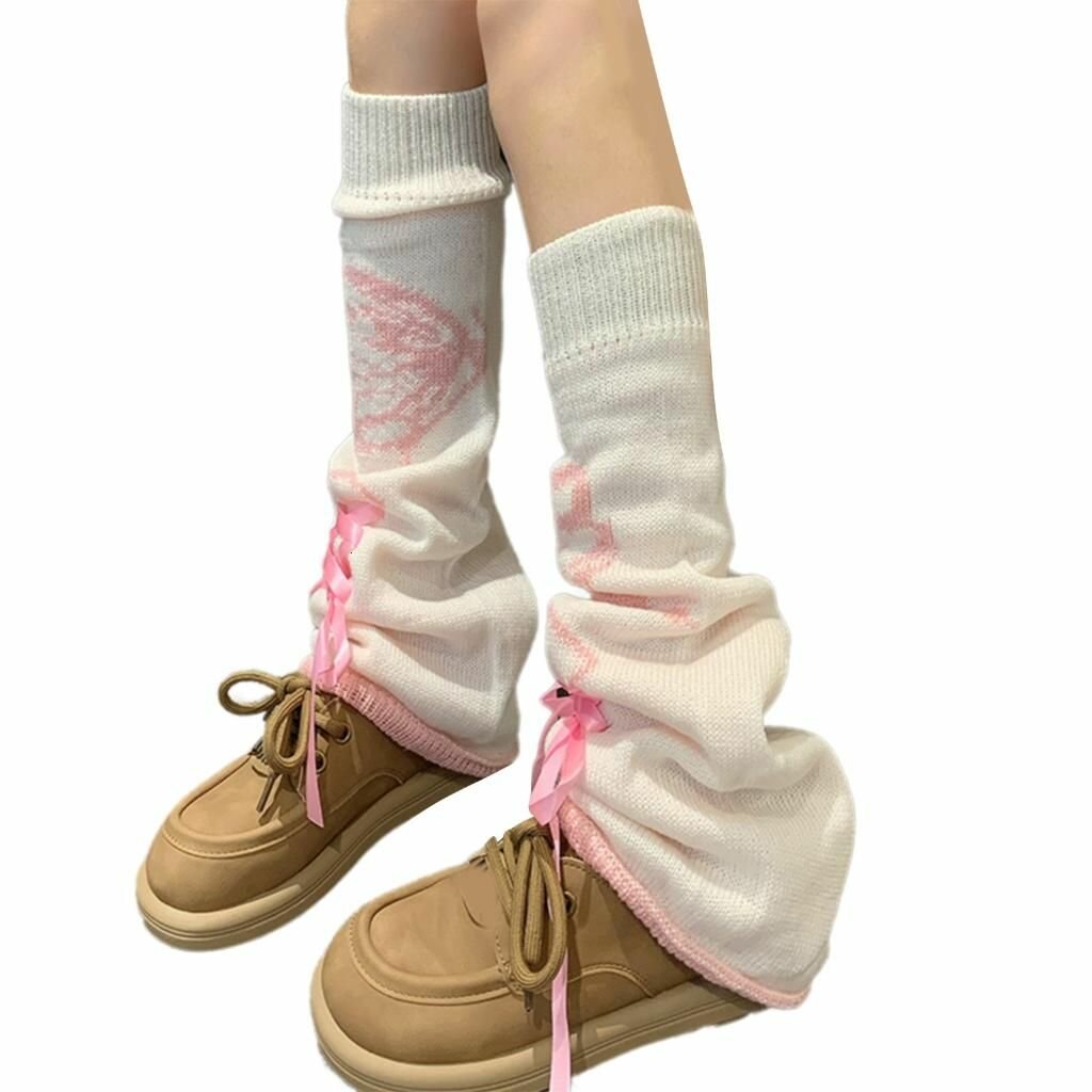 Чехол для ног на завязках Y2K-Белая пудра в виде бабочки