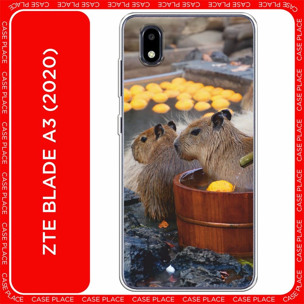 Чехол на ZTE Blade A3 (2020) / ЗТЕ Блейд А3 (2020) с принтом "Капибары отмокают"