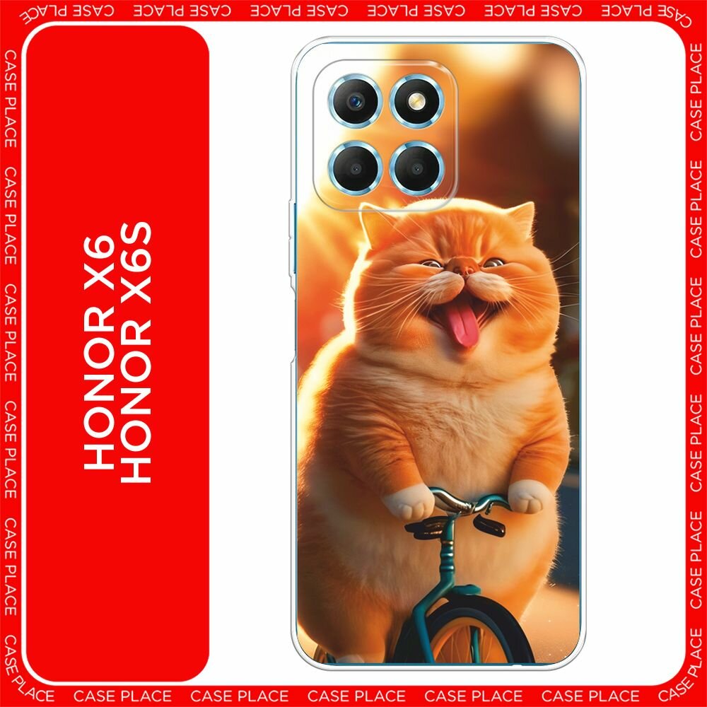 Чехол на Honor X6/X6S / Хонор X6/X6S с принтом "Кот на велике"