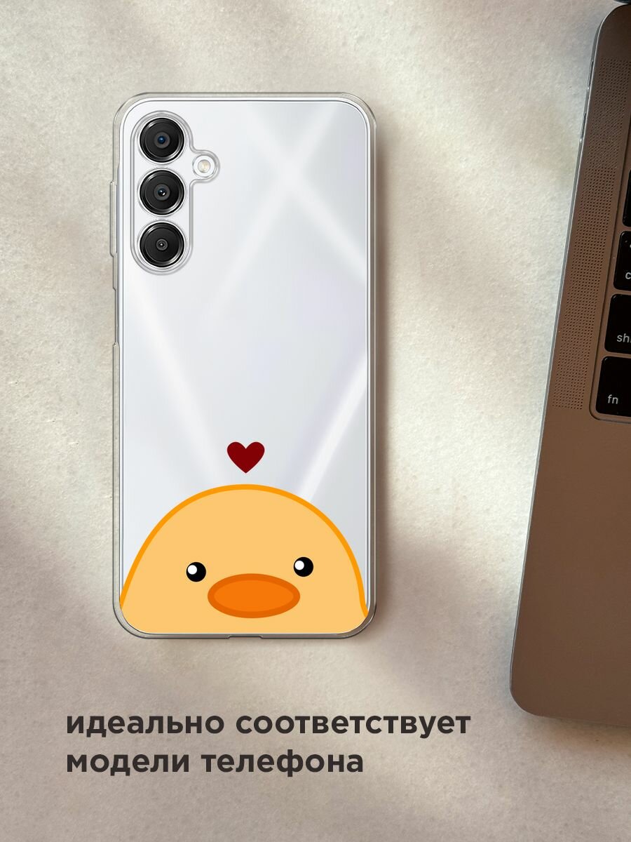 Чехол на Samsung Galaxy A16 / Самсунг А16 с принтом "Влюблённая уточка - 14 февраля", прозрачный — фото 1