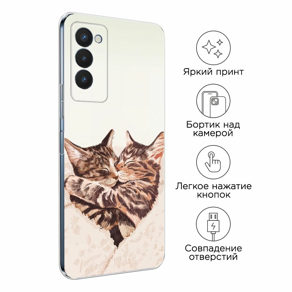 Чехол на Tecno Camon 18P / Техно Камон 18Р с принтом "Влюбленные котейки - 14 февраля" — фото 1
