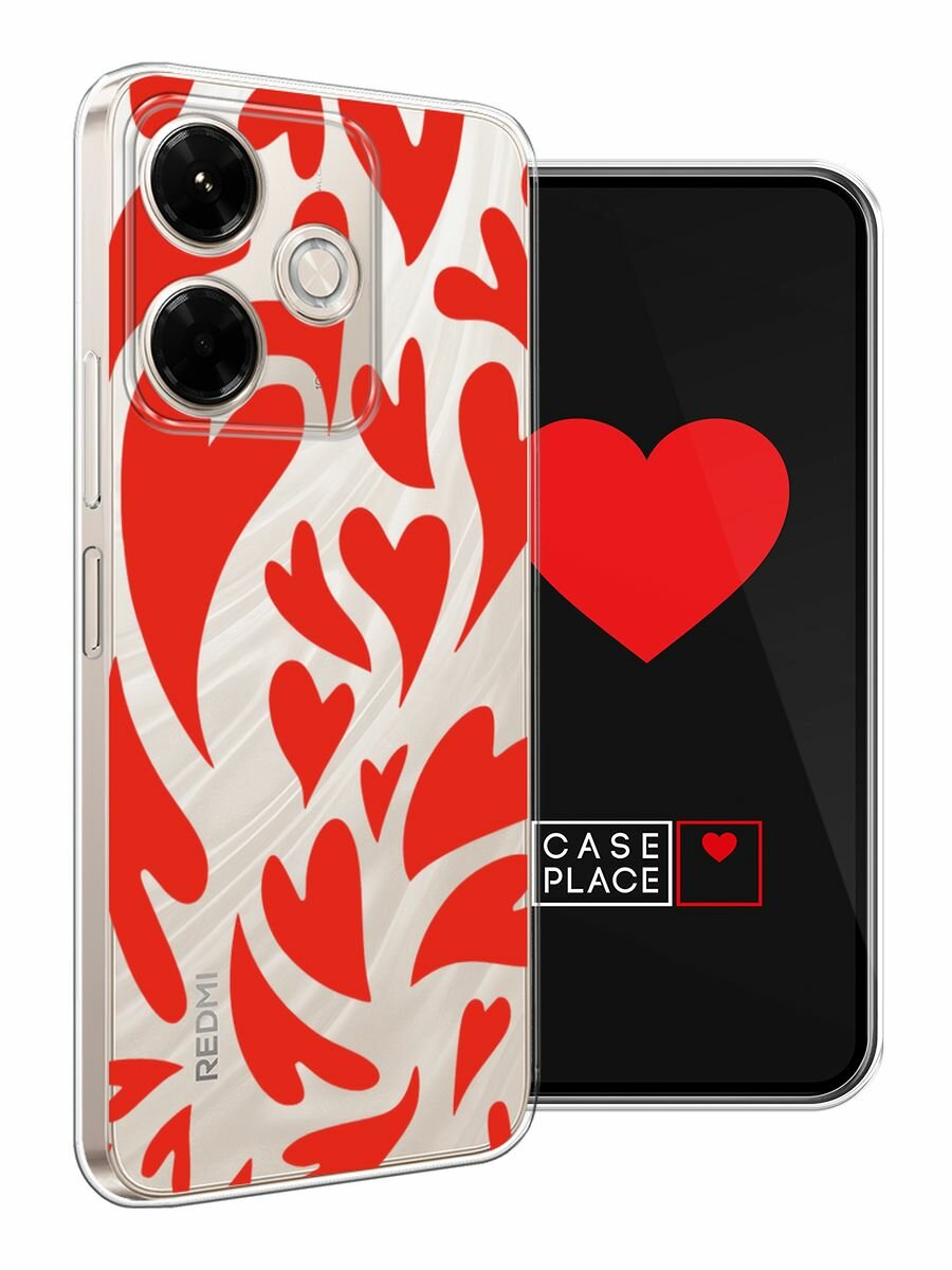 Чехол на Xiaomi Redmi 13X / Сяоми Редми 13X с принтом "Crazy hearts 2 - 14 февраля", прозрачный — фото 1