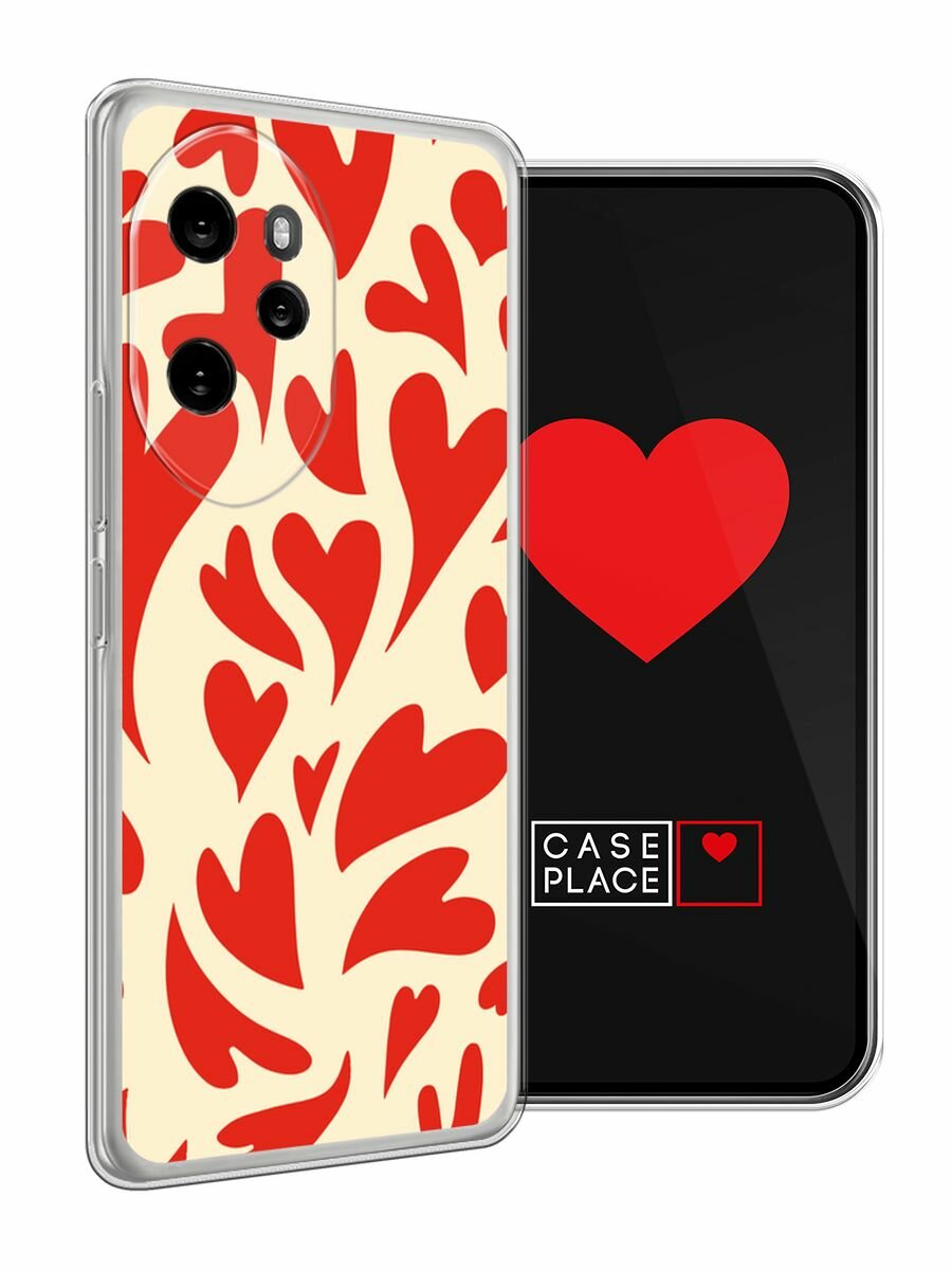Чехол на Honor 100 Pro / Хонор 100 Про с принтом "Crazy hearts 1 - 14 февраля" — фото 1