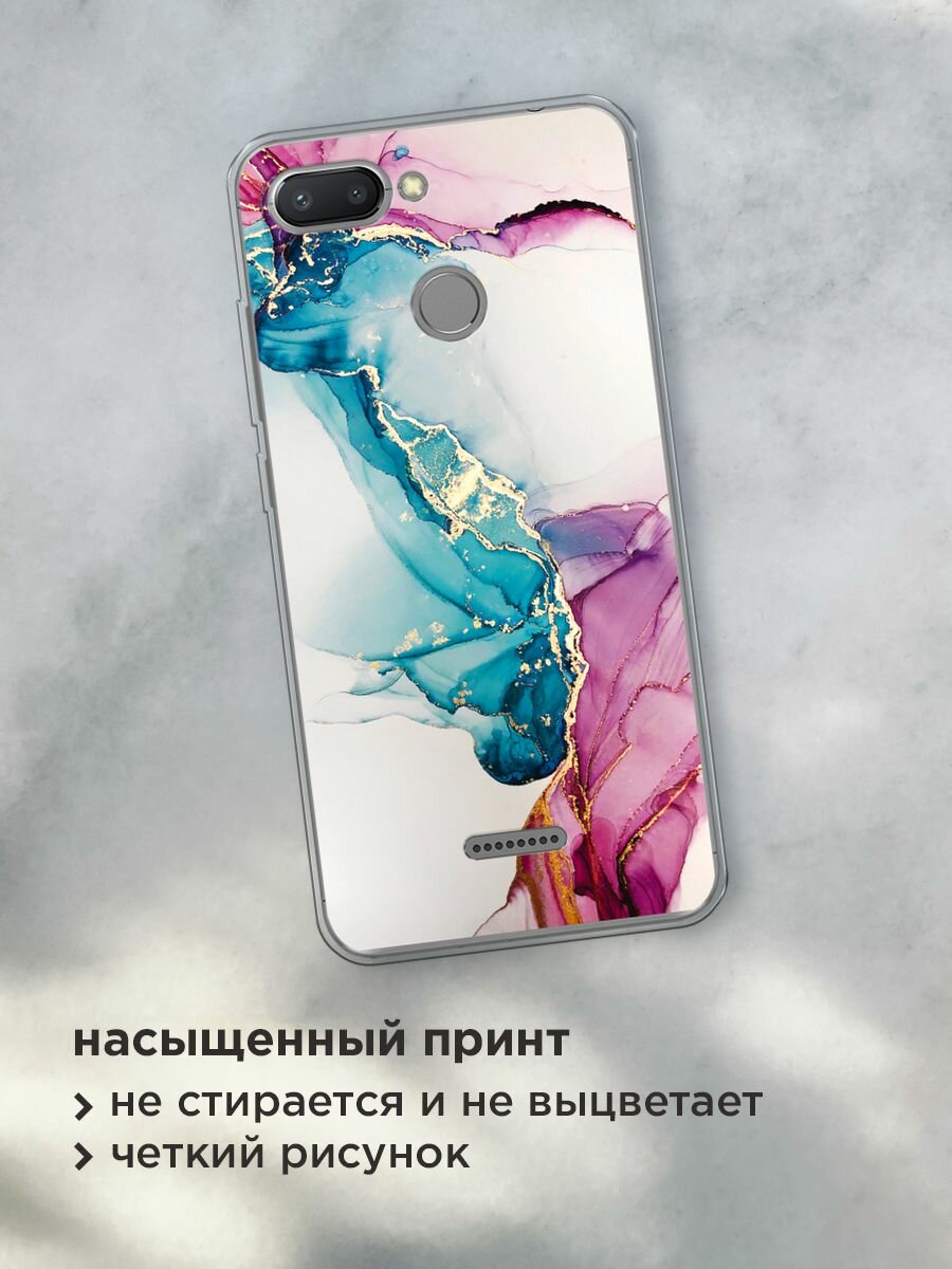 Чехол на Xiaomi Redmi 6 / Сяоми Редми 6 с принтом "Розовые разводы рисунок" — фото 1