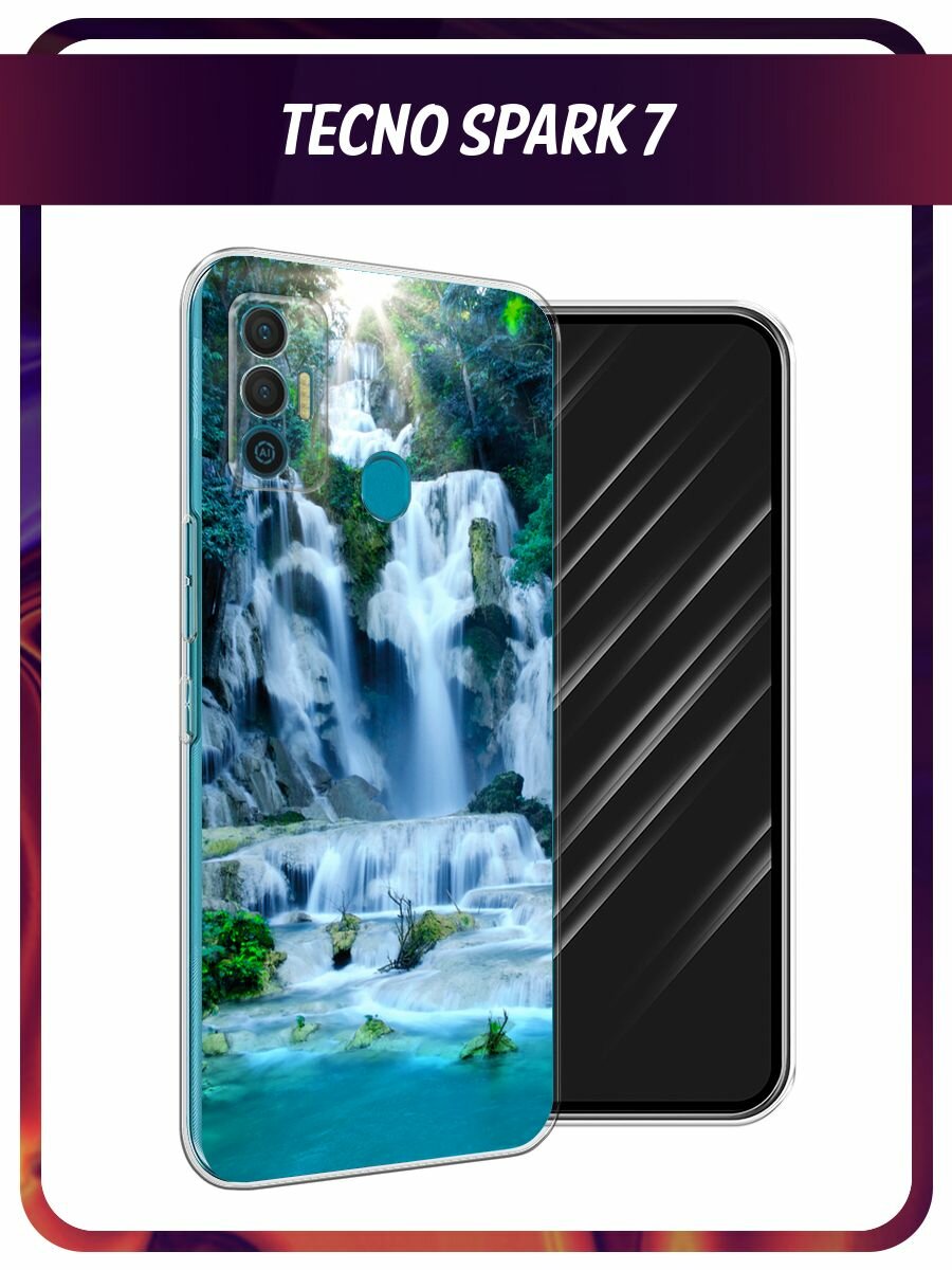 Чехол на Tecno Spark 7 / Техно Спарк 7 с принтом "Водопад 8"