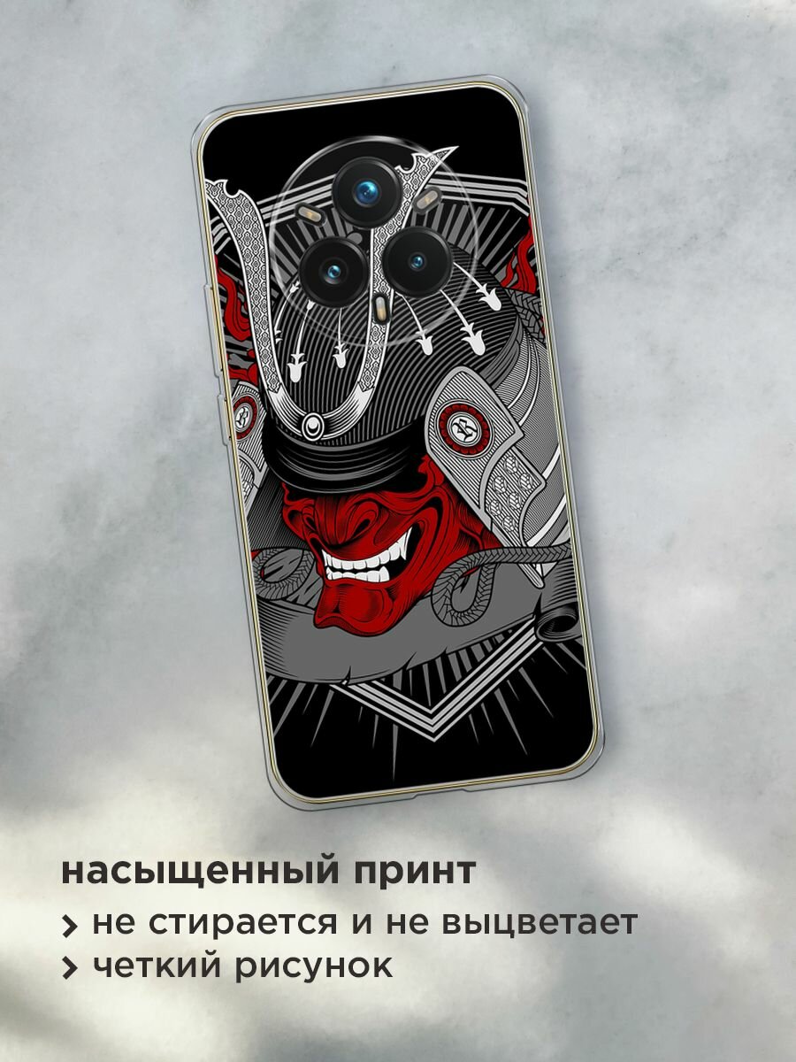 Чехол на Realme 14 Pro+ / Реалми 14 Про+ с принтом "Красная маска самурая" — фото 1
