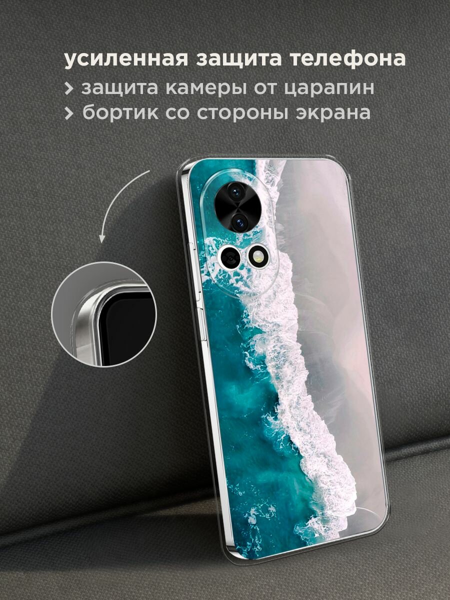 Чехол на Huawei Nova 12/Nova13 / Хуавей Нова 12/Нова 13 с принтом "Бирюзовые волны" — фото 1