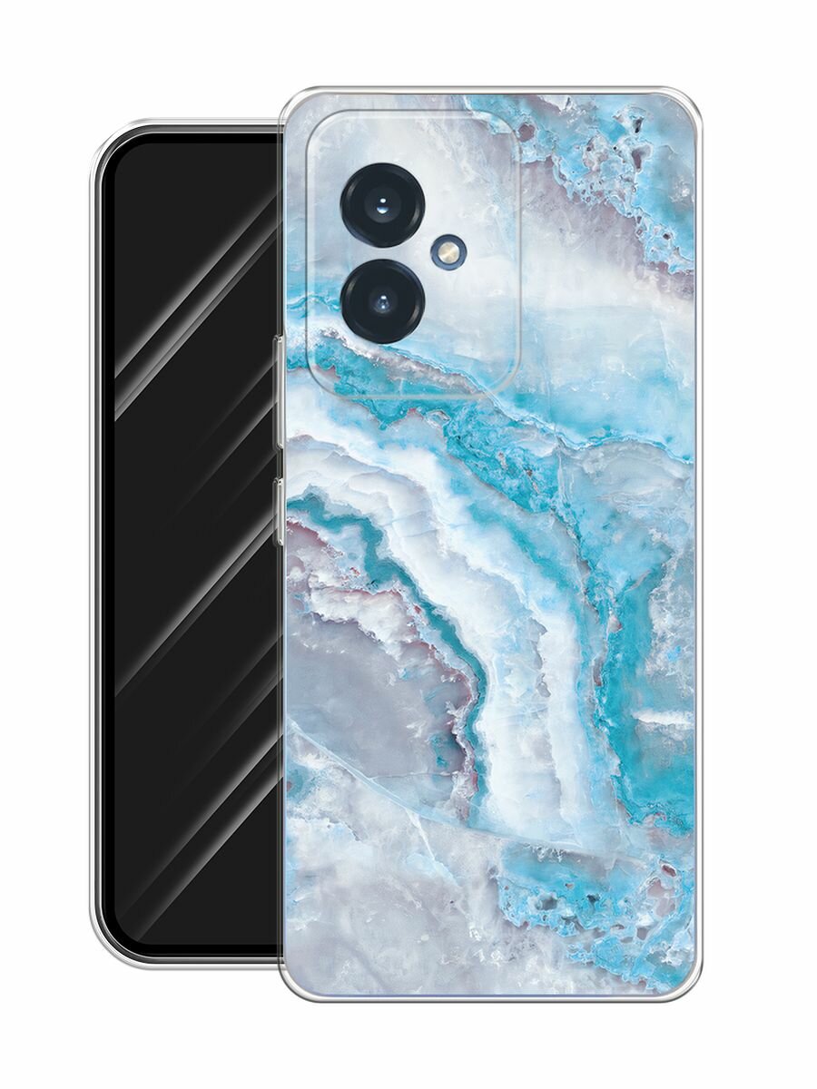 Чехол на Honor 100 / Хонор 100 с принтом "Нежно-голубой мрамор" — фото 1