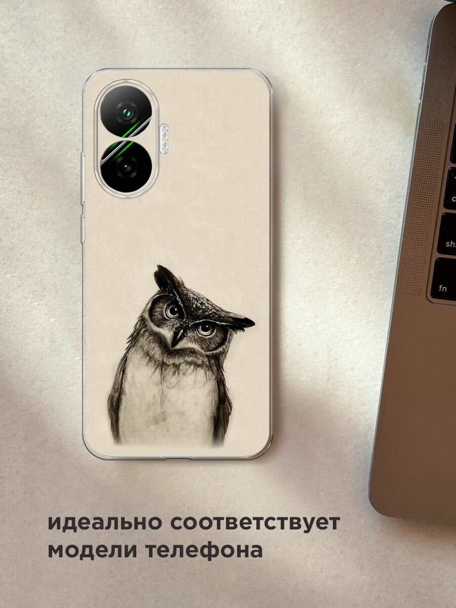 Силиконовый чехол на Poco F7 / Поко F7 с принтом "Сова" — фото 1