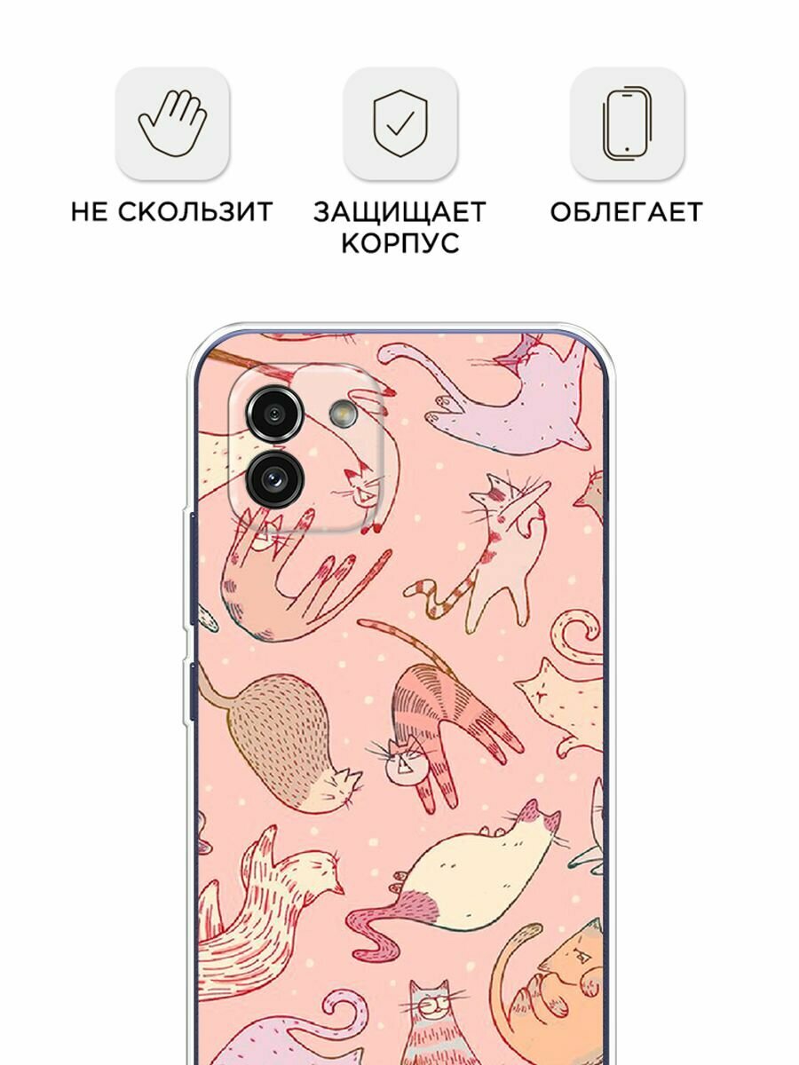 Чехол на Samsung Galaxy A03 / Самсунг Галакси А03 с принтом "Розовое счастье" — фото 1