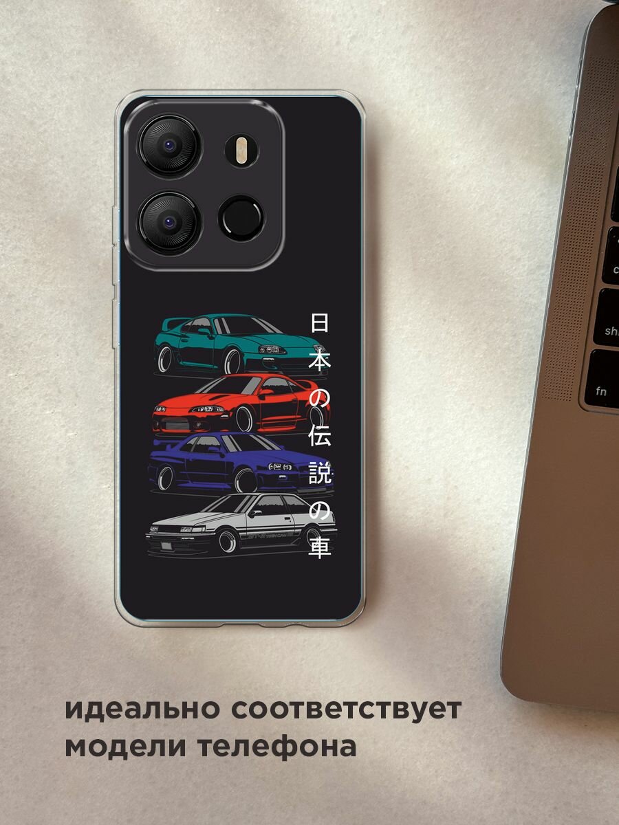 Чехол на Tecno Pop 7 / Текно Поп 7 с принтом "JDM Legend cars" — фото 1